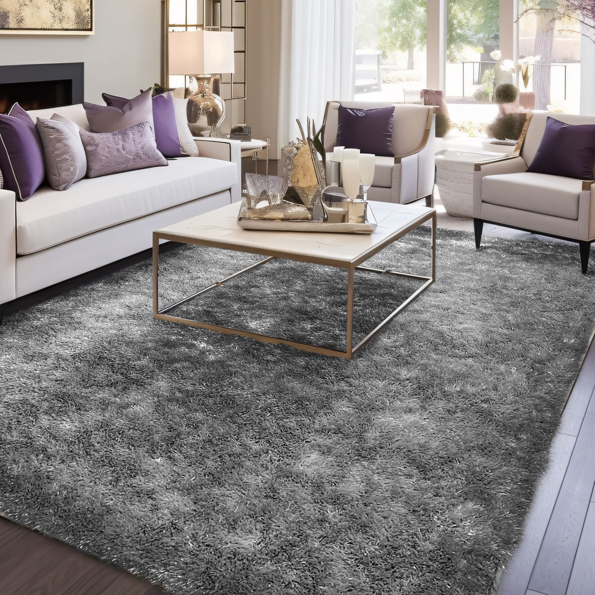 Aroma Light Gray Solid Shag Area Rug – LA Rug Linens