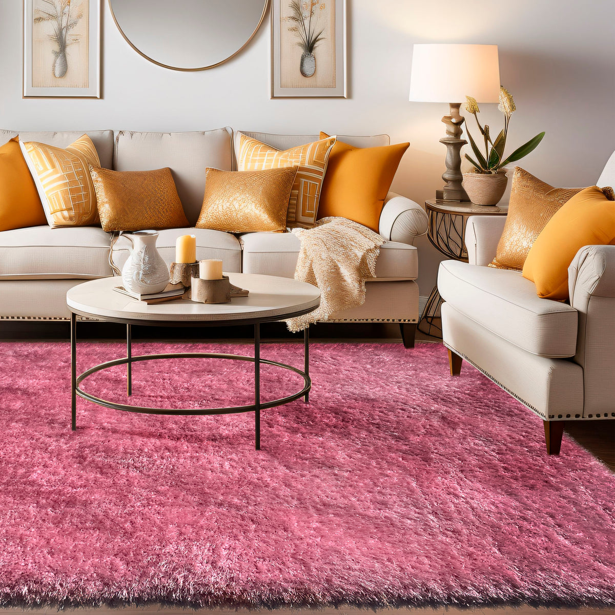 Romance Pink Solid Shag Area Rug | Laruglinens – LA Rug Linens