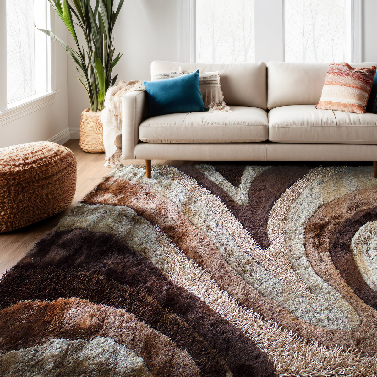 Signature Designers Brown Shag Area Rug – LA Rug Linens